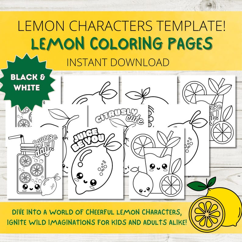 10 Adorable Lemon Coloring Pages | Lemon Worksheets | Fruit Activity ...