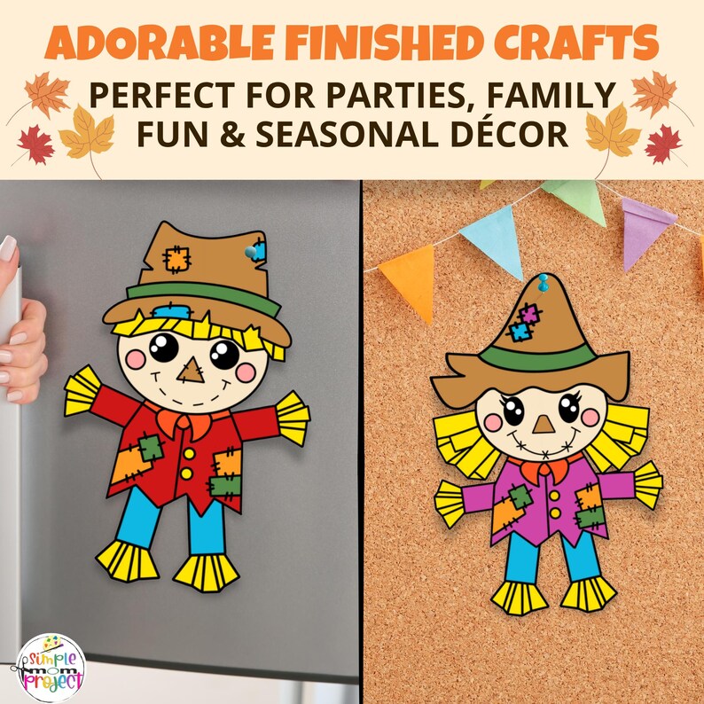 Scarecrow Craft Printable Template for Kids | Pre-colored | Black ...
