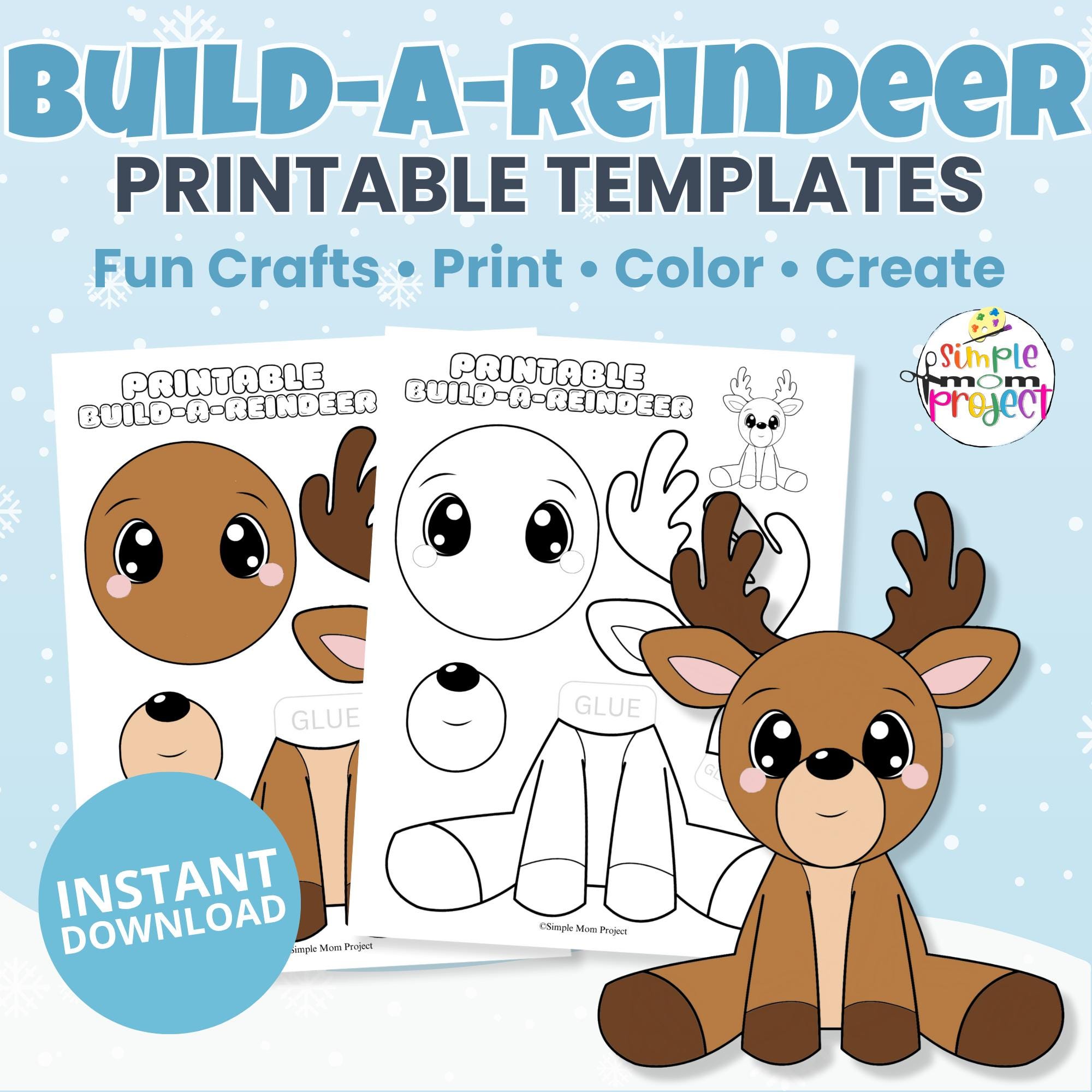 Build-a-reindeer Printable Craft | Winter Kids Activity | Cut & Paste ...