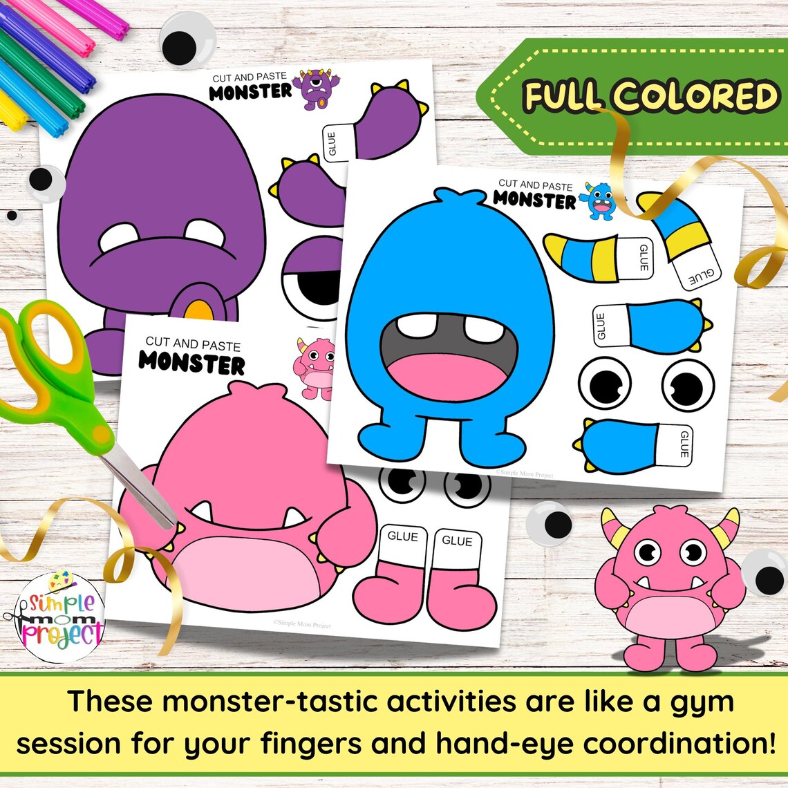 Build-a-monster Craft: Full Color & Black/white Monster Templates (PDF ...