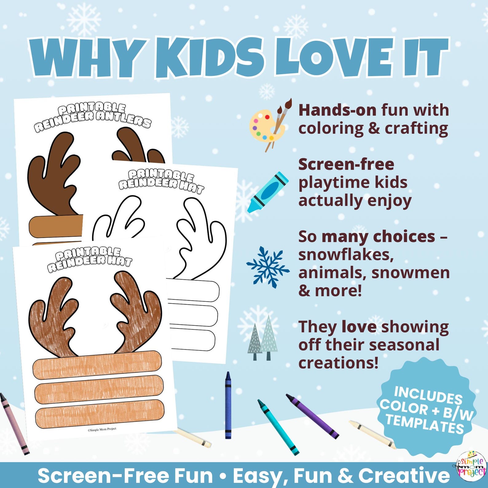 Reindeer Antlers Headband Printable | Winter Craft for Kids | Cut ...
