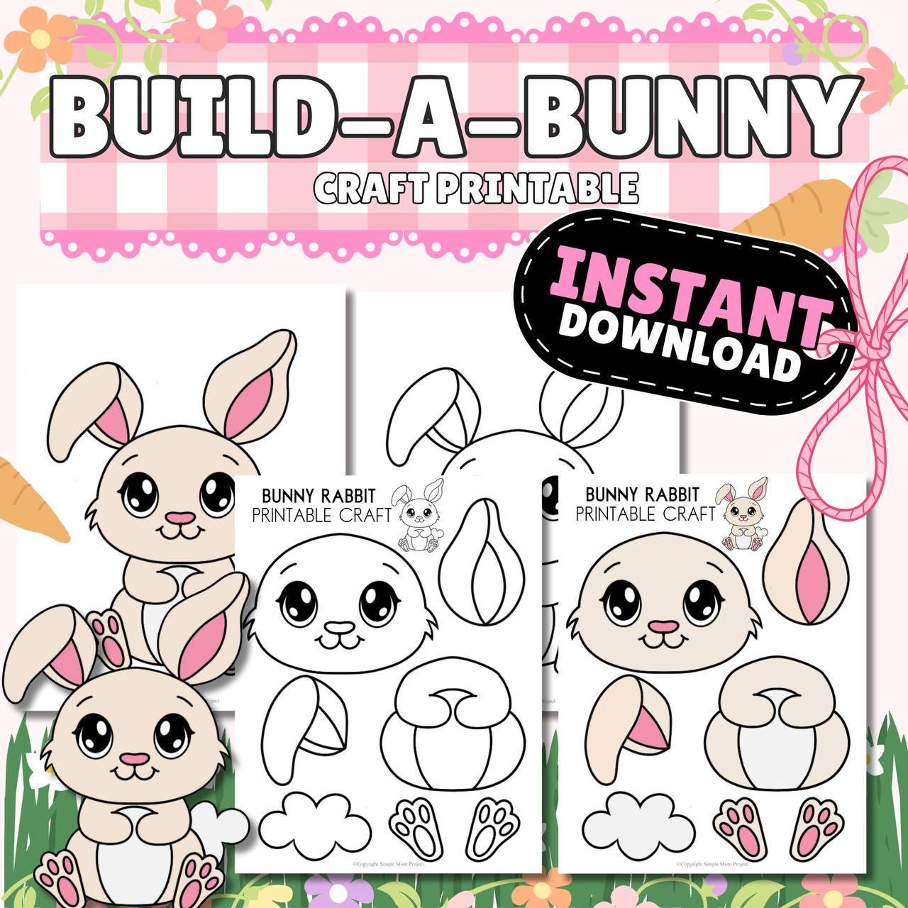 Build-a-bunny Craft Printable: Spring Cut & Paste Activity (PDF) - Etsy