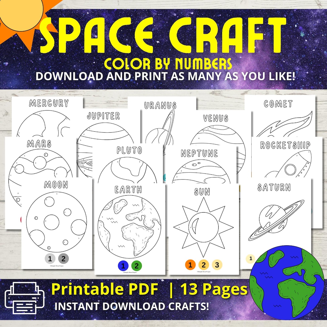 Solar System Color by Number Printables: Space Science (PDF) - Etsy