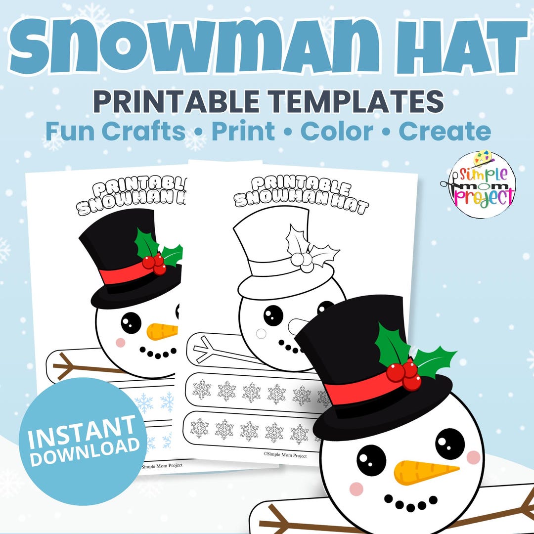 Snowman Hat Craft Printable | Winter Headband for Kids | Cut & Paste ...