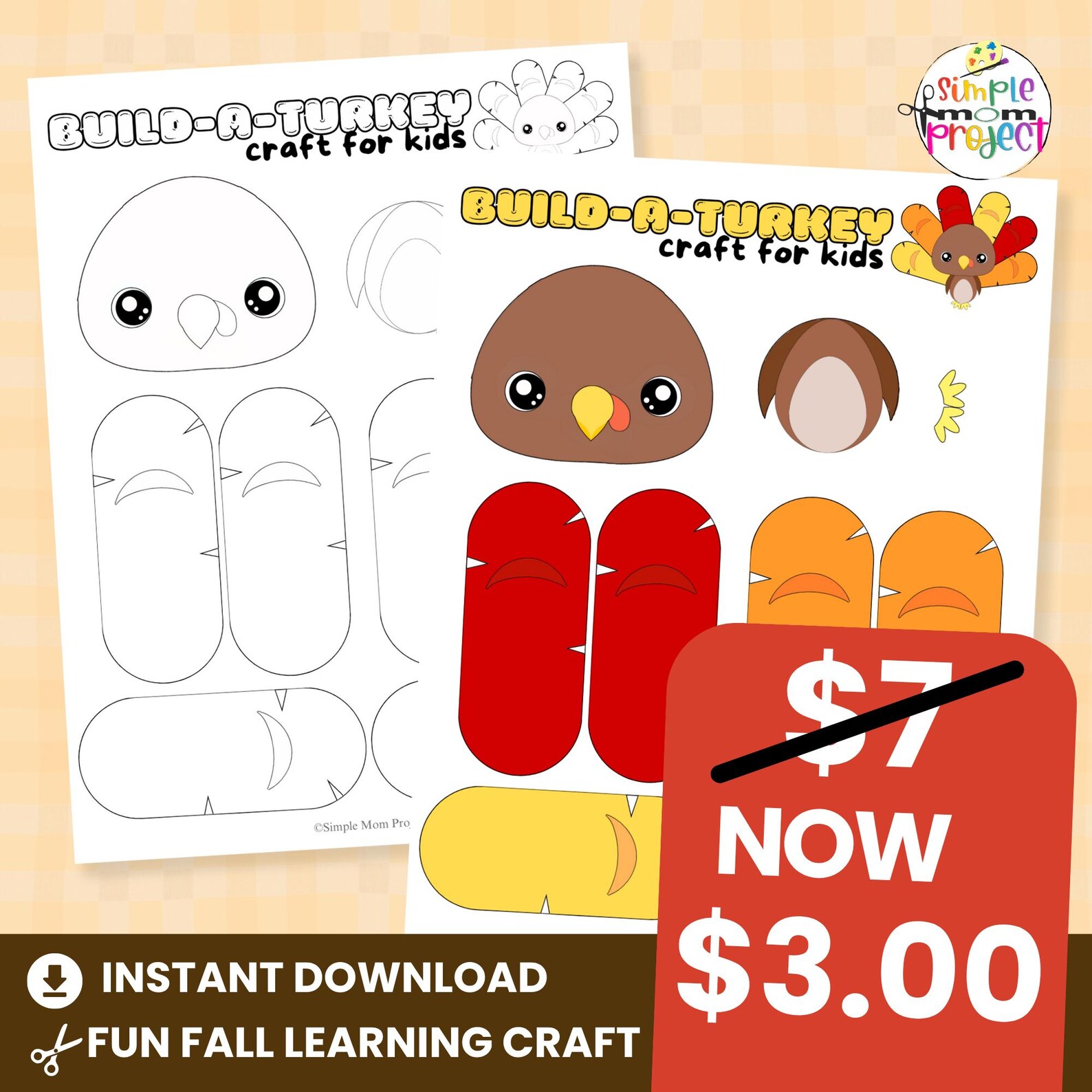 Build a Turkey Craft Printable for Kids | Fall Cut & Paste Activity ...