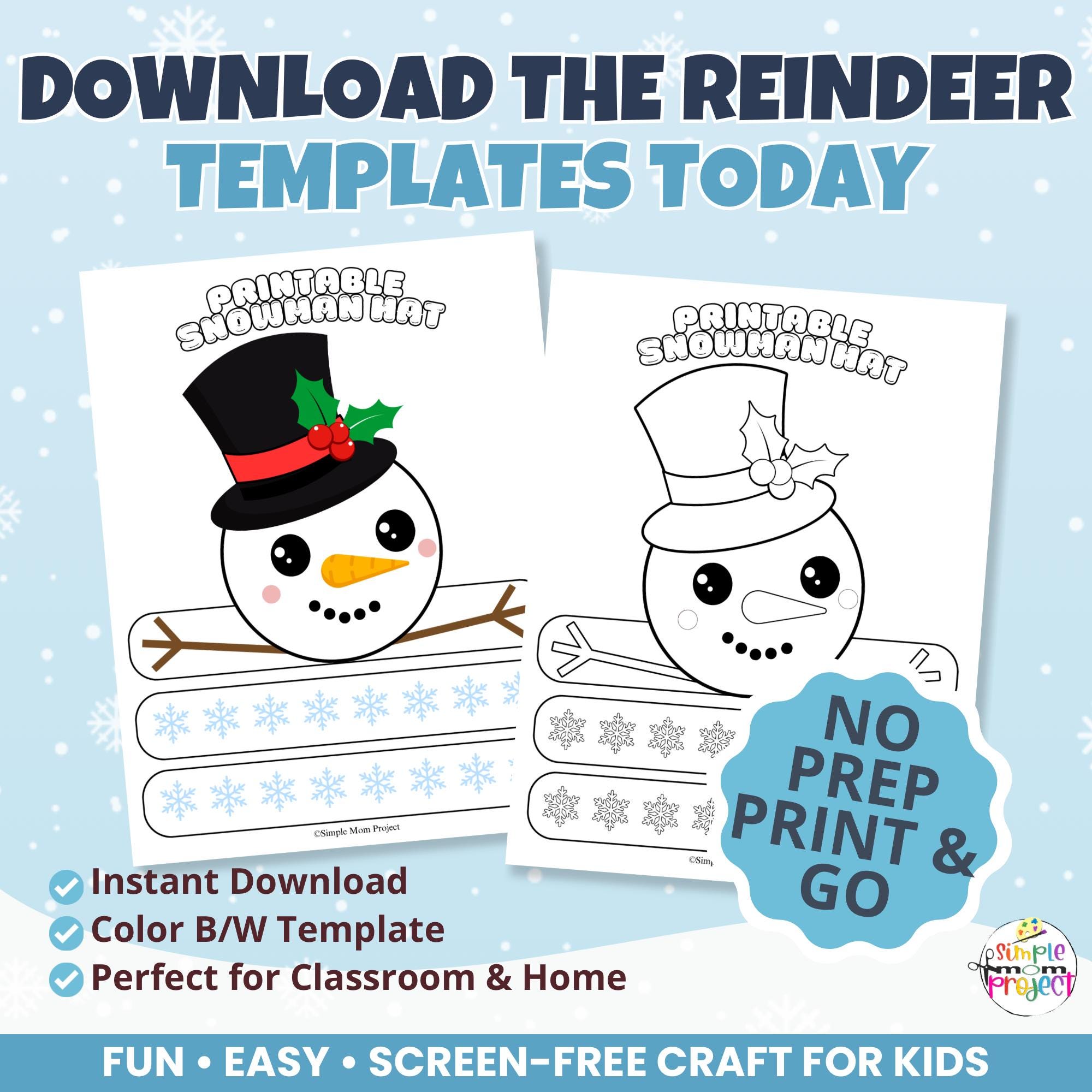 Snowman Hat Craft Printable | Winter Headband for Kids | Cut & Paste ...