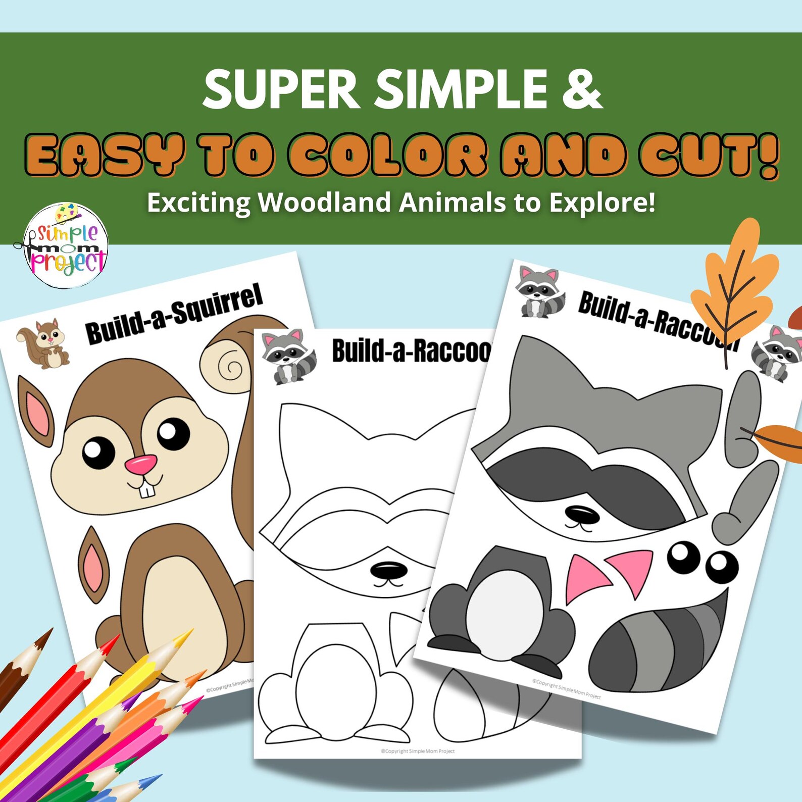 20 Easy Woodland Animal Cut and Glue Craft Activity, Printable, Fine ...