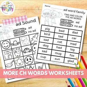 Digraph 'ad' Word Worksheets | Letter Blending Ad | Phonics | Easy and ...
