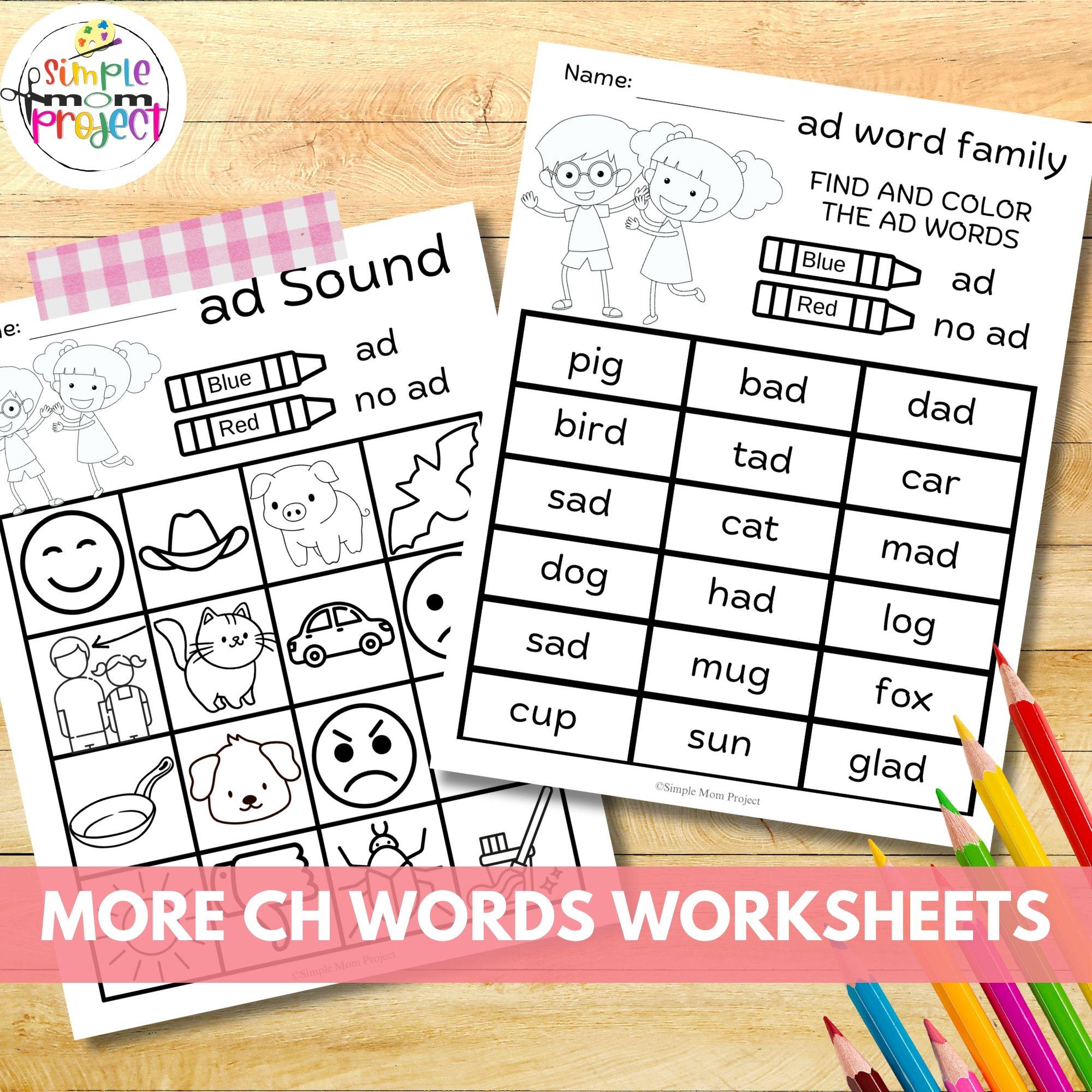 Digraph 'ad' Word Worksheets Letter Blending Ad Phonics Easy and Fun Ad ...