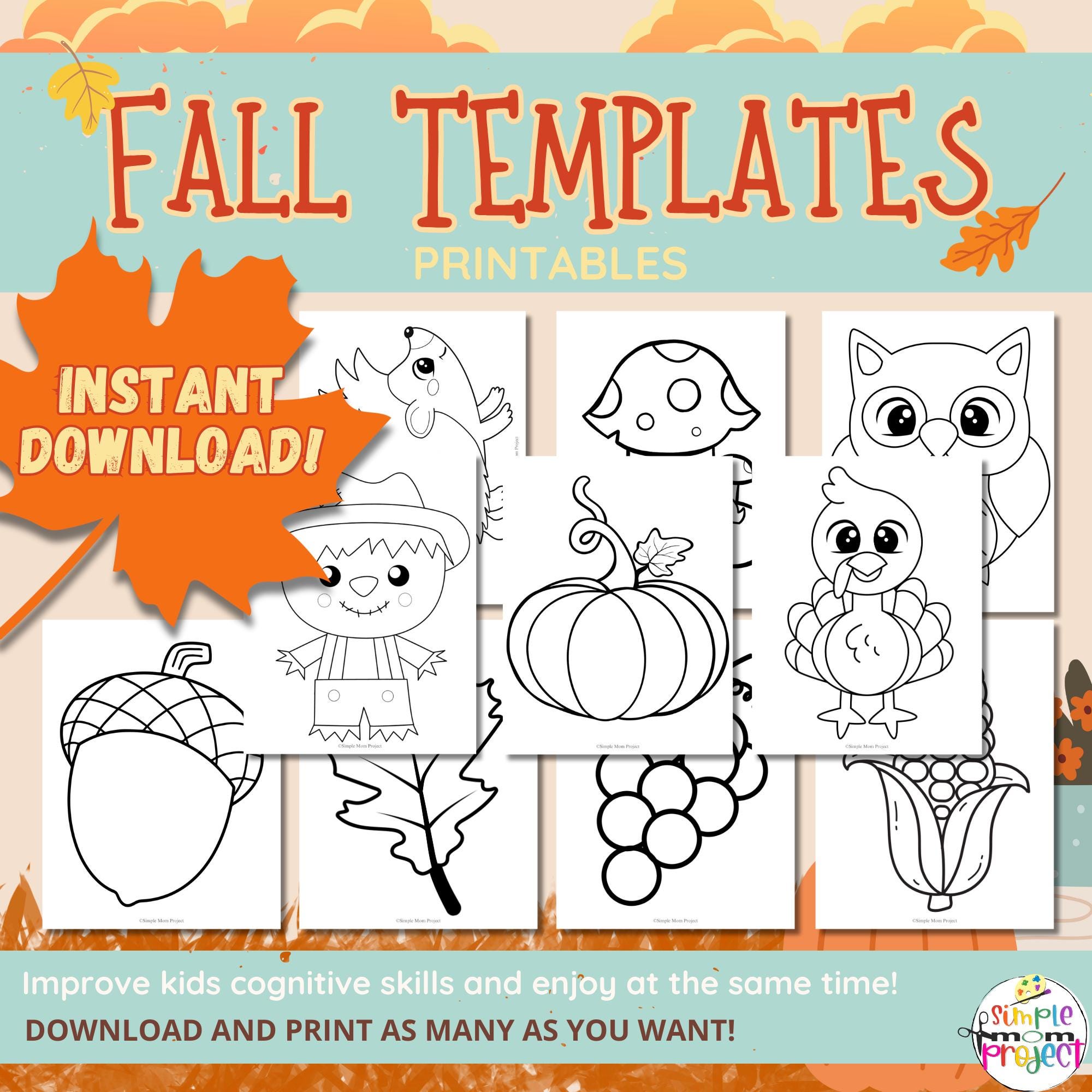 Fall Templates Printable Autumn Coloring Sheets Fall Printable ...