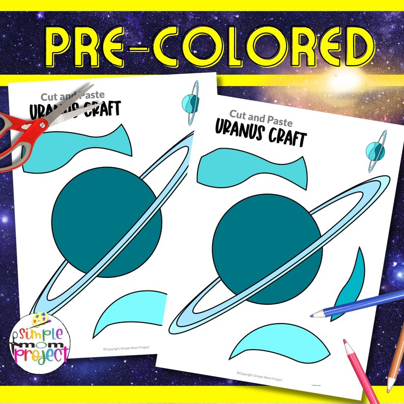 Uranus Craft Printable: Solar System Cut & Paste Activity (digital ...