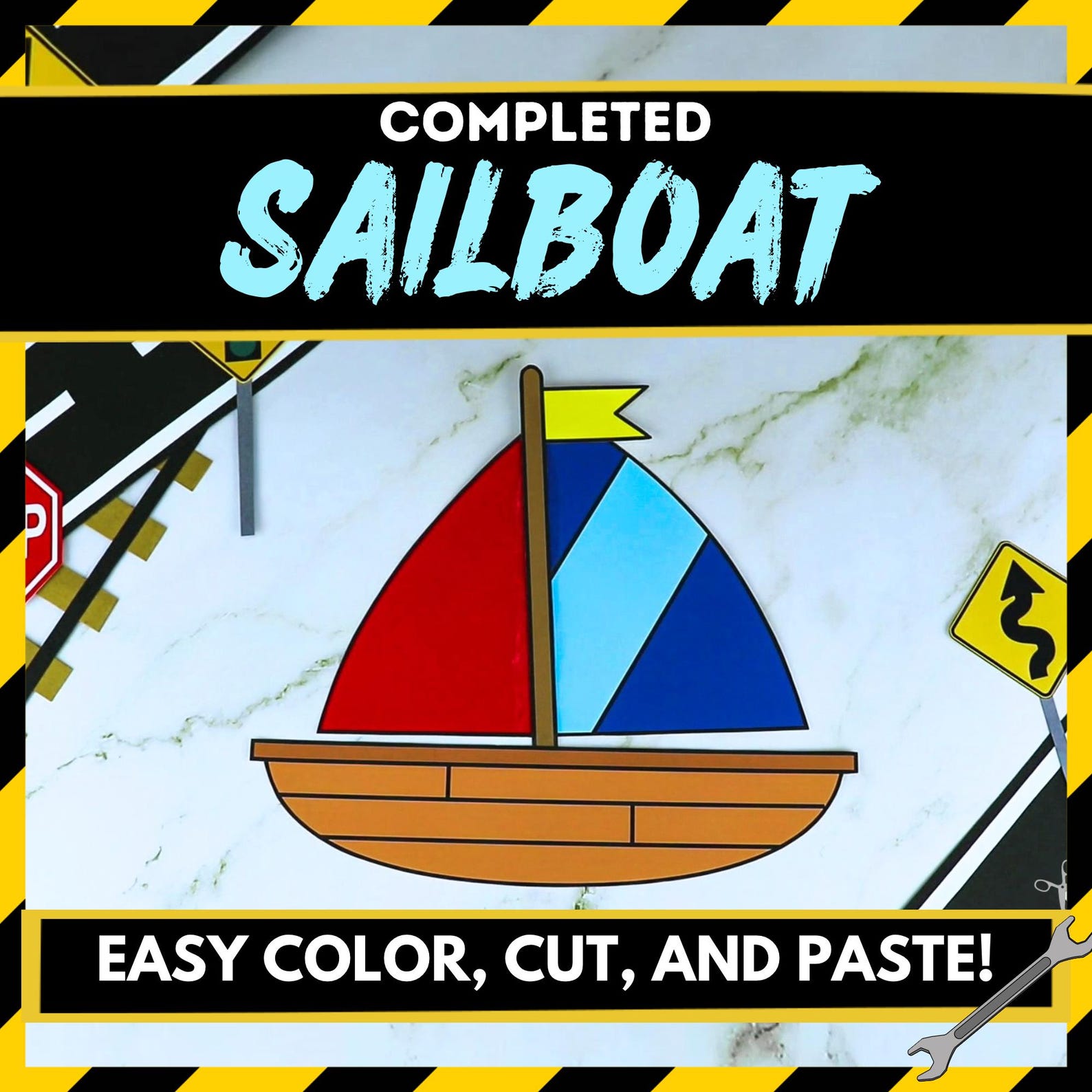 Printable Sailboat Craft: Preschool Cut & Paste Activity (digital ...