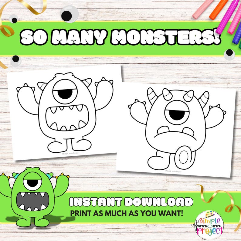 Mini Coloring Page Activity Paper Monster Coloring Sheets Monster ...