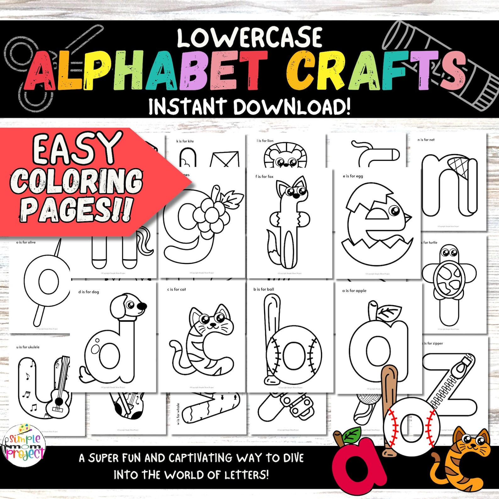 26 Small Lowercase Alphabet Coloring Book | Preschool Worksheets | for ...