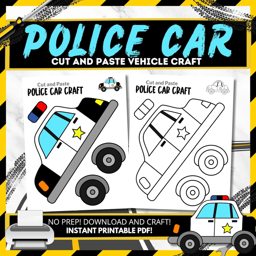 Printable Police Car Craft: Cut and Paste Activity (digital Download ...