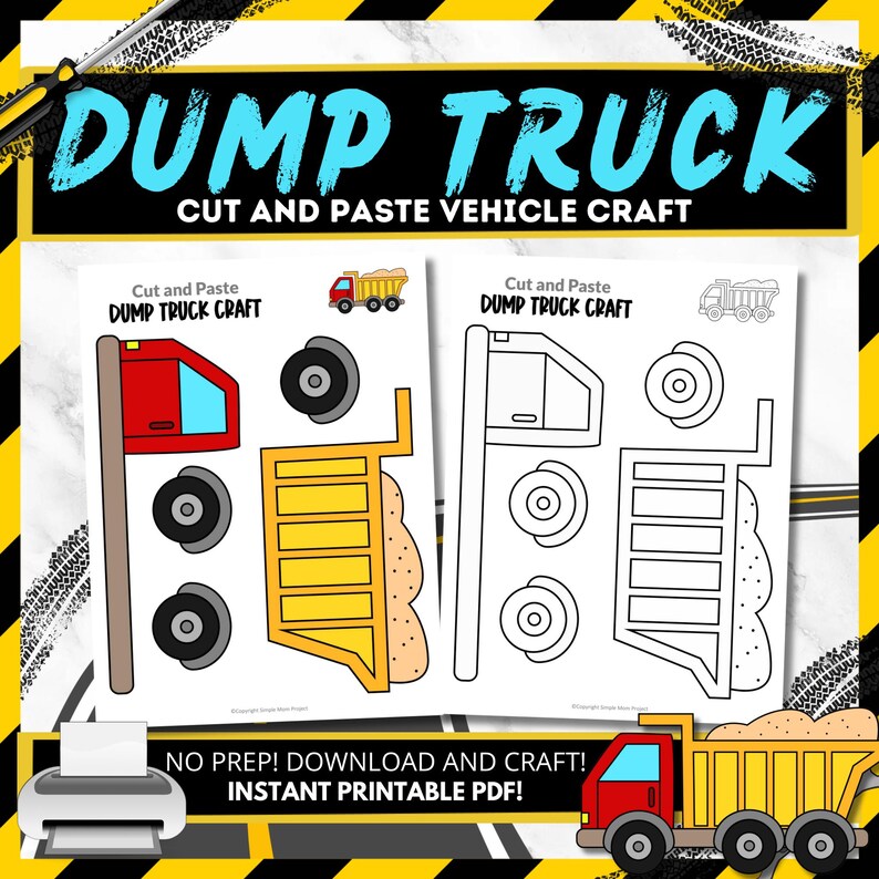 Printable Preschool Dump Craft Template | Instant Download | Dump Truck ...