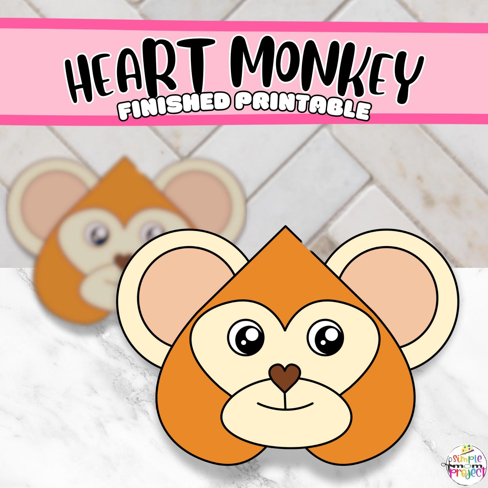 Heart Monkey Printable Craft for Kids Heart Monkey Craft Heart Monkey ...