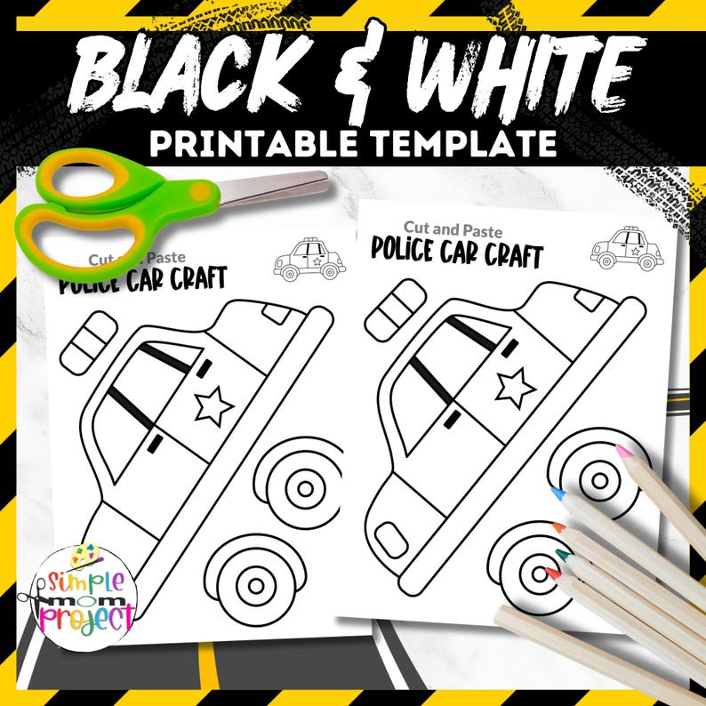 Printable Police Car Craft: Cut and Paste Activity (digital Download ...