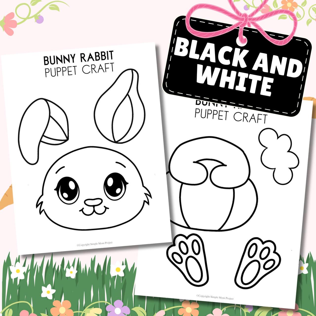 Printable Bunny Rabbit Paper Bag Puppet Template for Kids | Bunny Paper ...