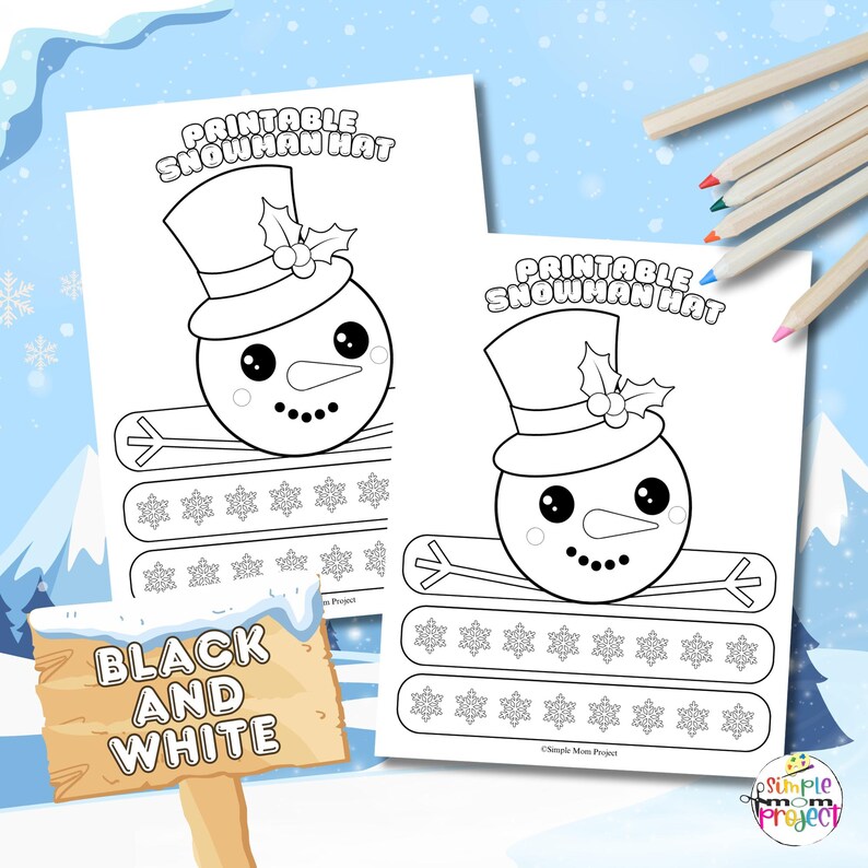 Snowman Hat Printable Craft: Fun Paper Headband (digital Download) - Etsy