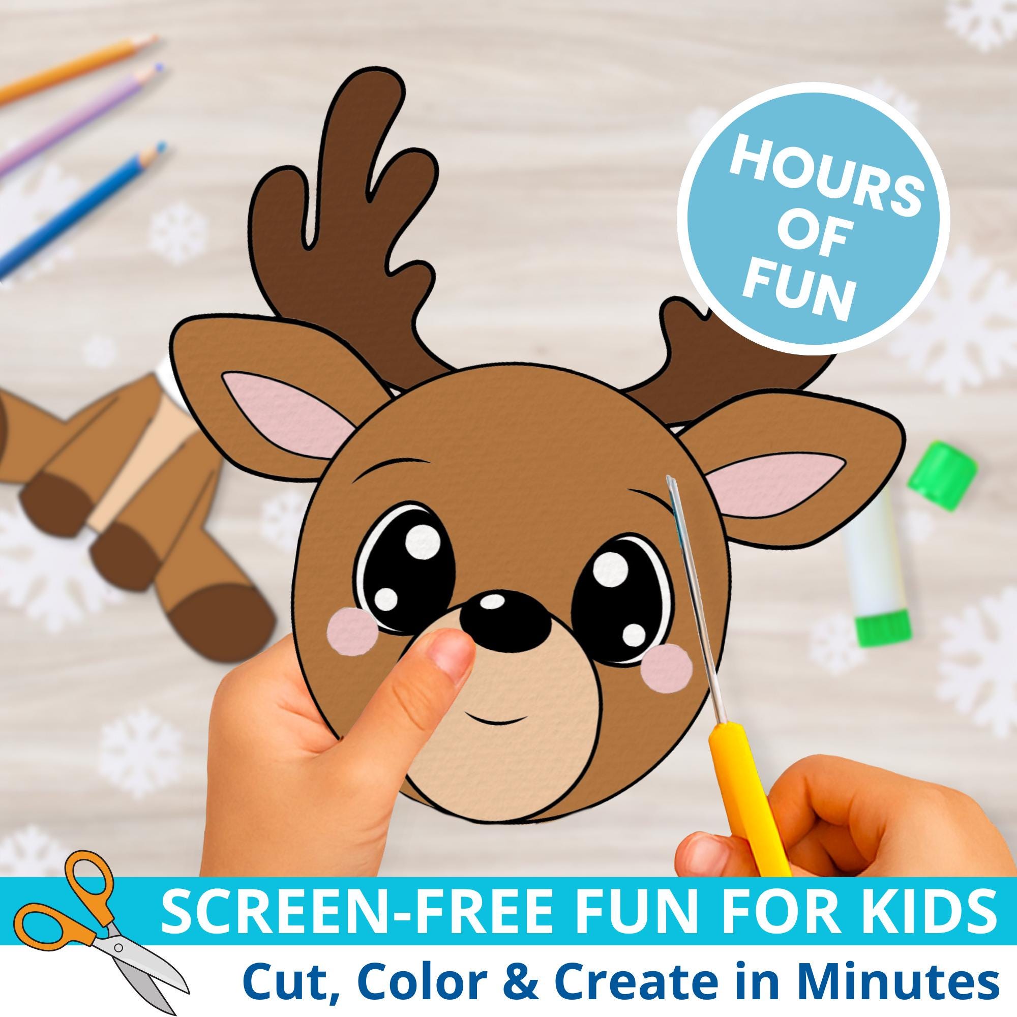 Build-a-reindeer Printable Craft | Winter Kids Activity | Cut & Paste ...