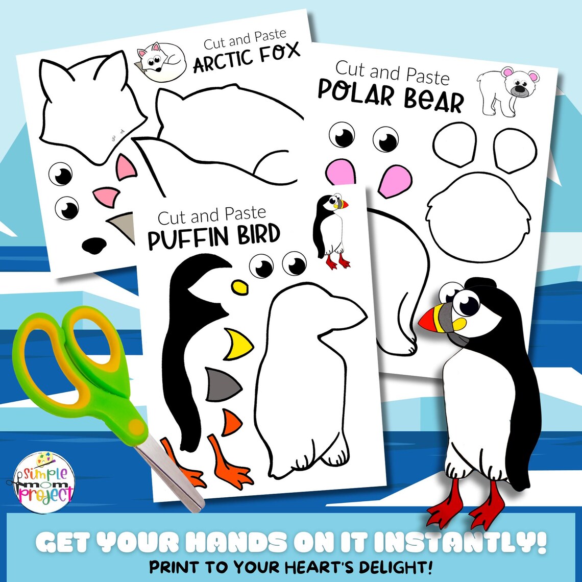 14 Full Colored Arctic Animal Cut and Paste Bundle | Full Colored ...