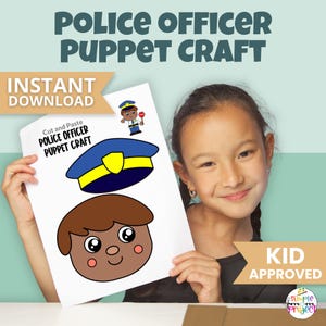 Police Officer Paper Bag Puppet Craft | Community Worker Printable ...