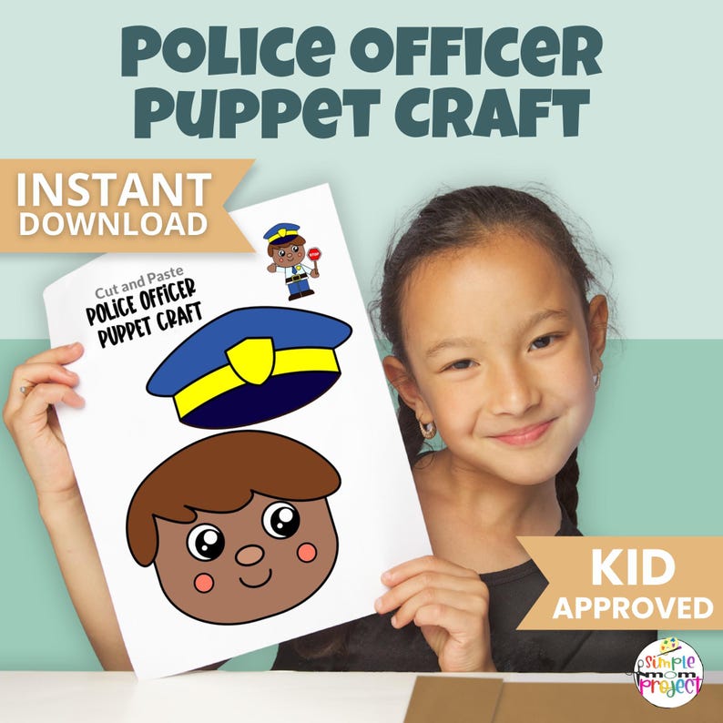 Police Officer Paper Bag Puppet Craft | Community Worker Printable ...