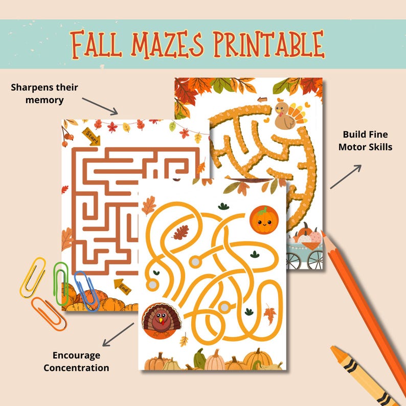 10 Fall Mazes | Printable Autumn Mazes | Fall Maze Worksheets for Kids ...