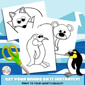 Arctic Animal Coloring Pages: Winter Crafts & Puppets (digital Download ...