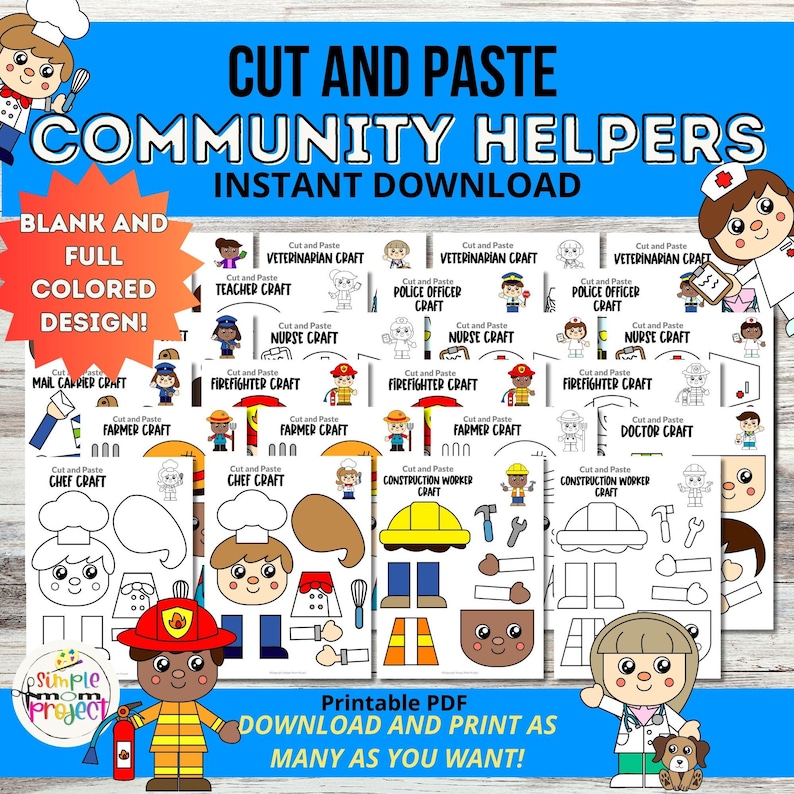 Community Helper Crafts: Cut and Paste Activity (PDF) - Etsy