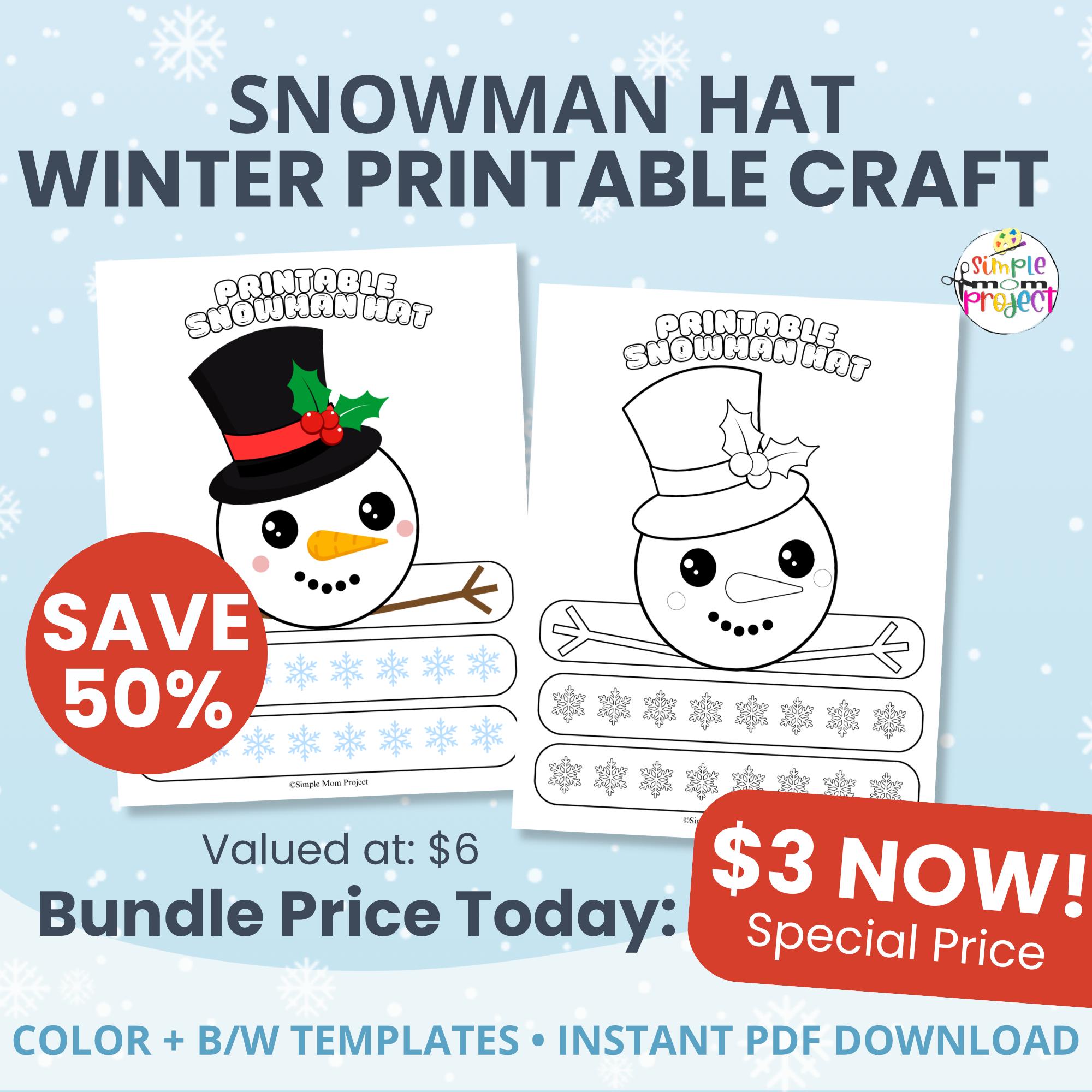 Snowman Hat Craft Printable | Winter Headband for Kids | Cut & Paste ...