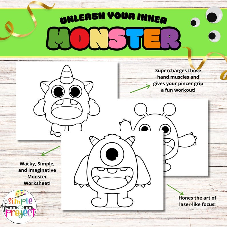 Mini Coloring Page Activity Paper Monster Coloring Sheets Monster ...
