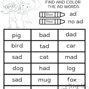 Digraph 'ad' Worksheets | Phonics Activity Sheets (printable) - Etsy