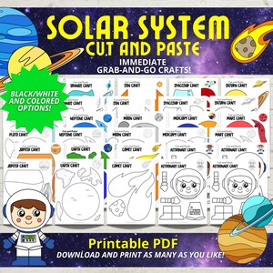 29 Page Solar System Cut and Paste Craft Bundle, Planet Crafts, Blank ...