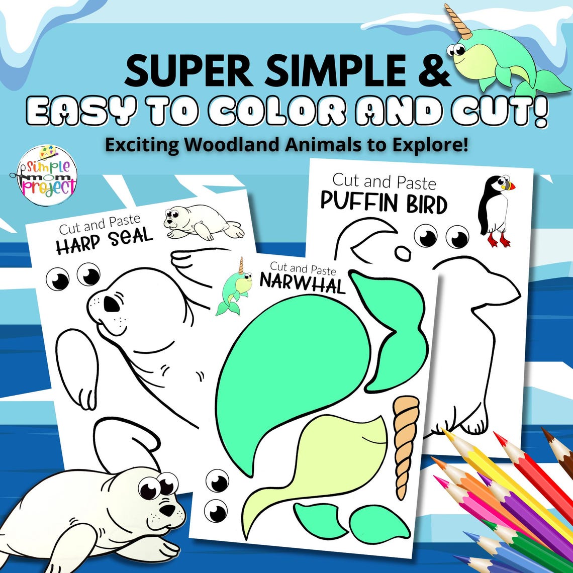 Arctic Animal Cut and Paste Craft Bundle (PDF) - Etsy