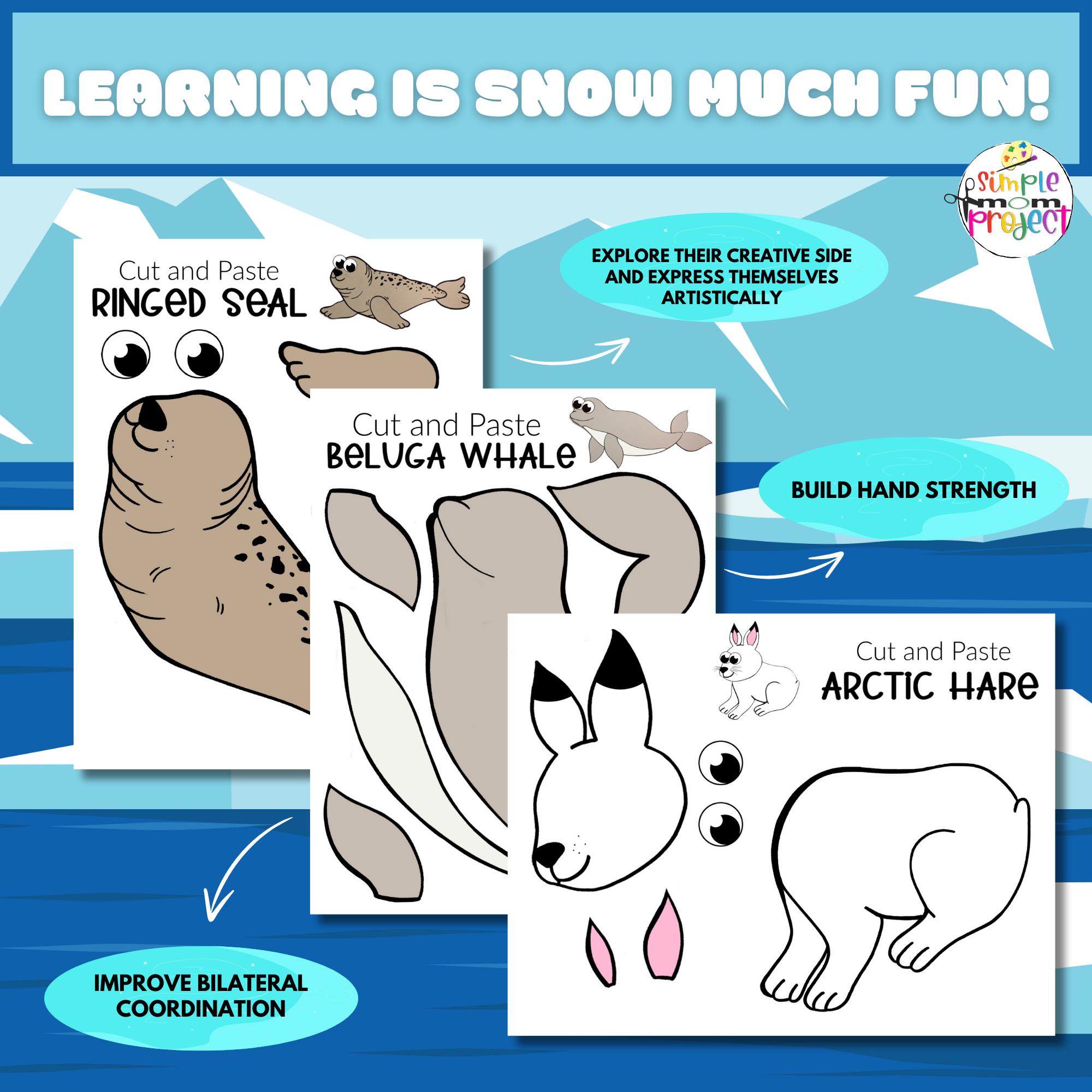14 Full Colored Arctic Animal Cut and Paste Bundle | Full Colored ...