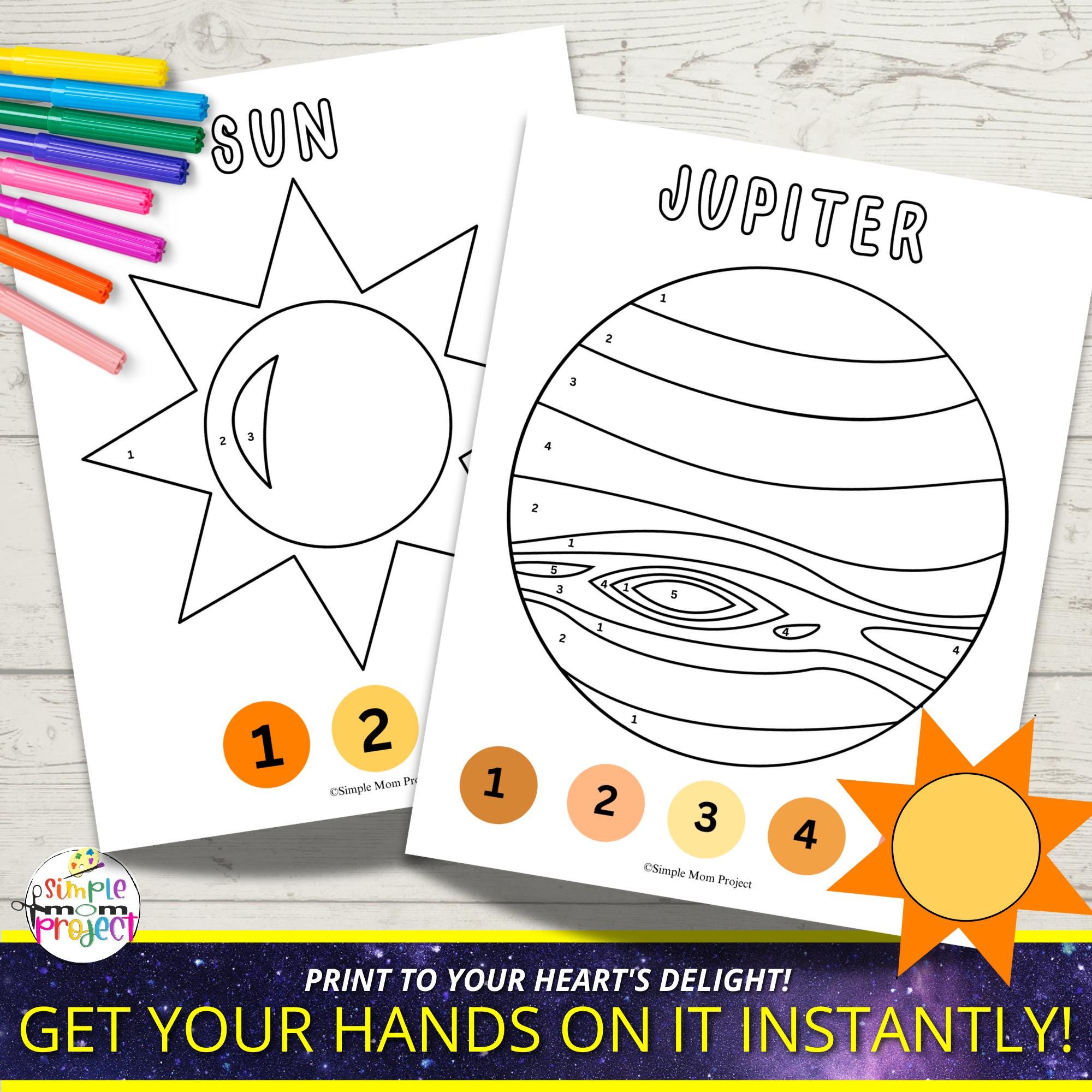 Solar System Color by Number Printables: Space Science (PDF) - Etsy