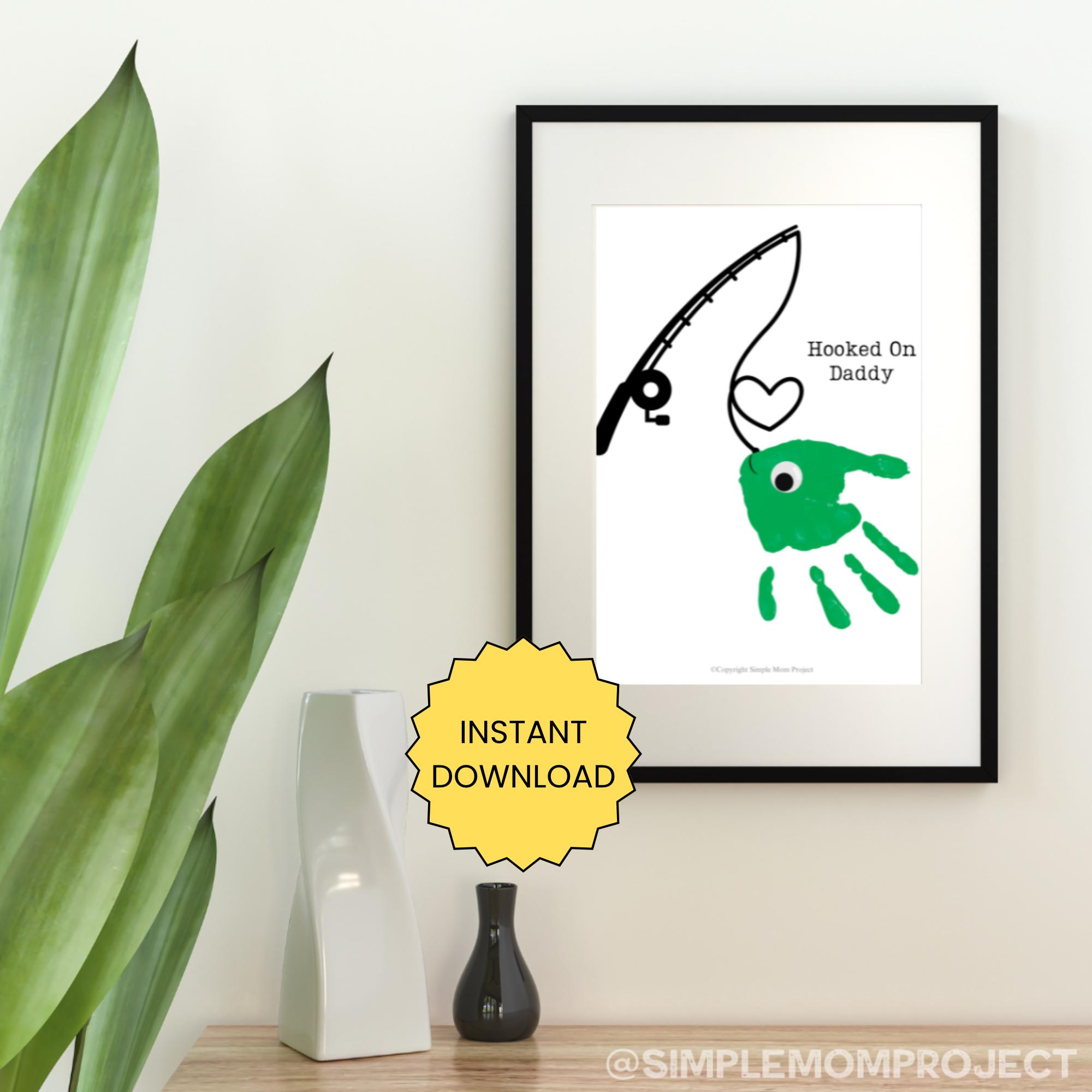 Hooked on Daddy Handprint Printable Craft for Dad - Etsy