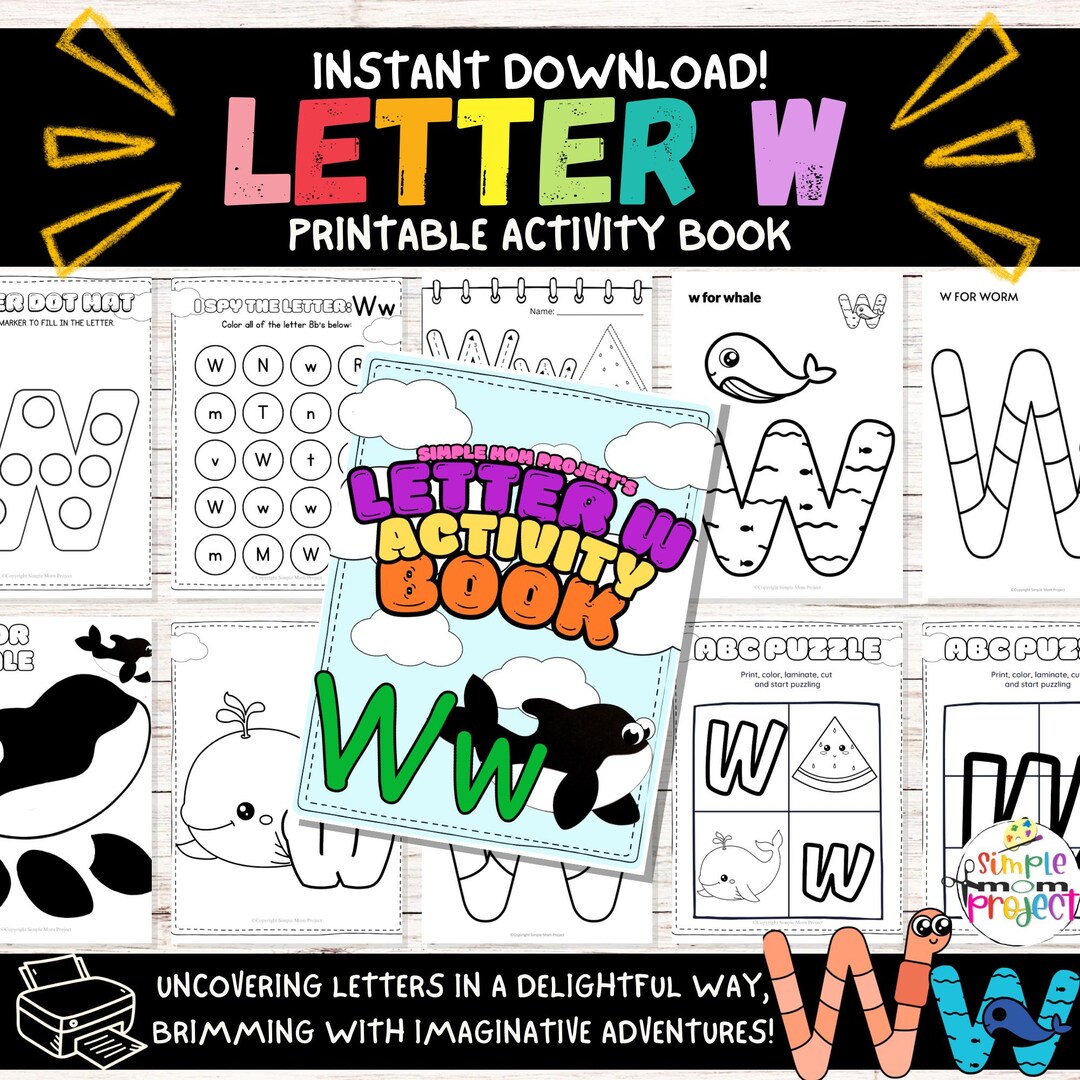 Letter W Activity Book: Preschool Learning, Coloring Pages (PDF) - Etsy