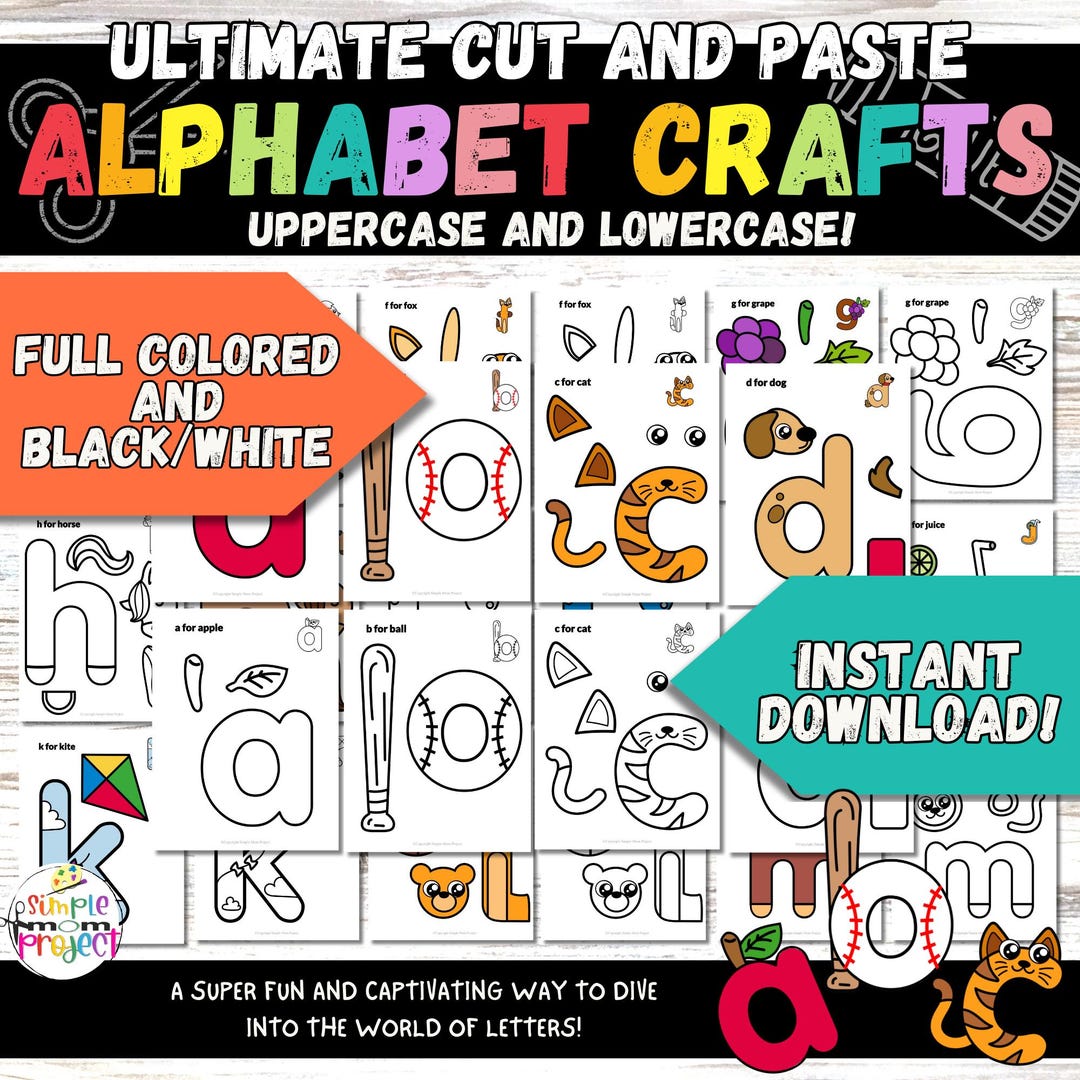 52 Cut and Paste Lowercase Alphabet Craft ABC Activity | Instant ...