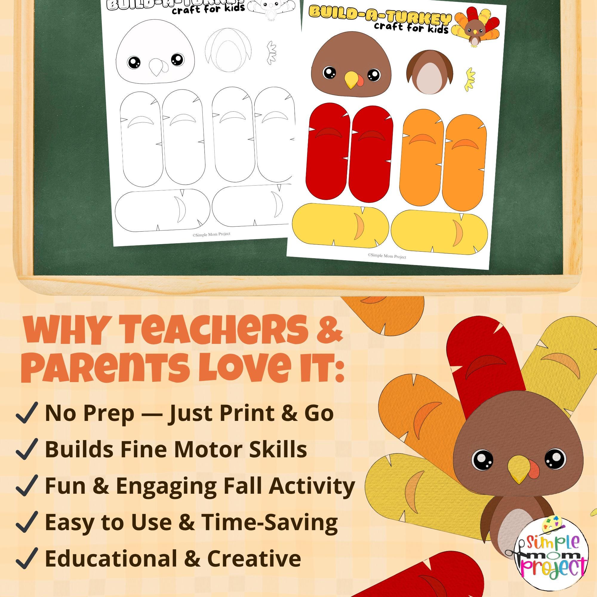 Build a Turkey Craft Printable for Kids | Fall Cut & Paste Activity ...