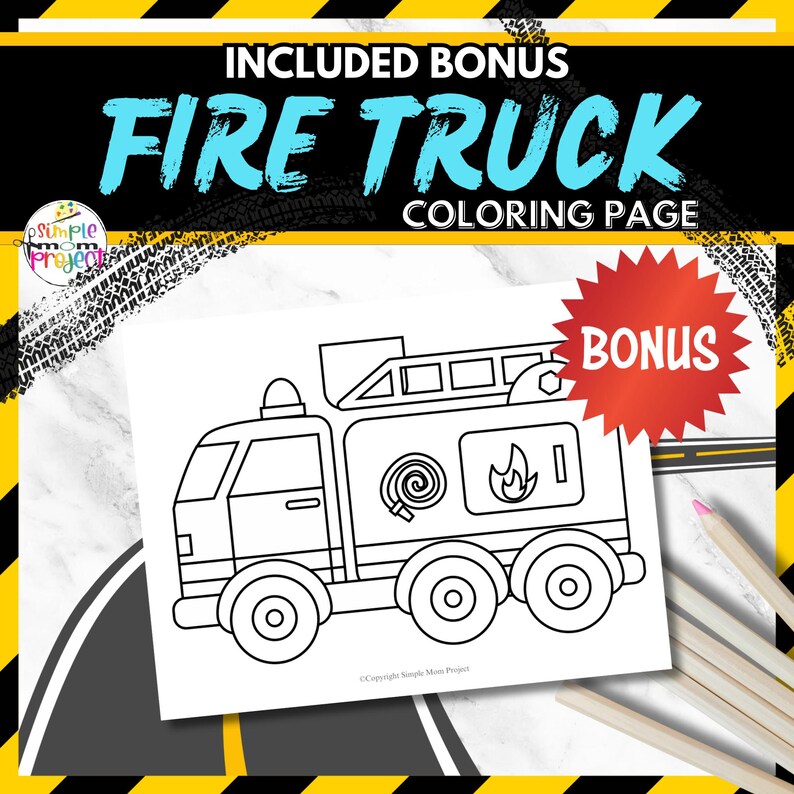 Printable Fire Truck Craft: Cut & Paste Activity (digital Download) - Etsy