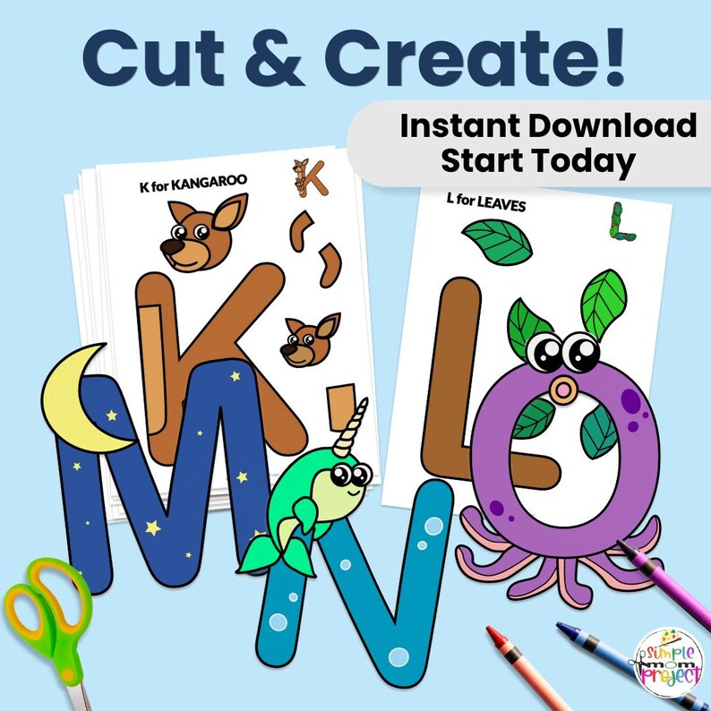 A-Z Animal Alphabet Crafts: Cut & Paste Printable (PDF Download) - Etsy