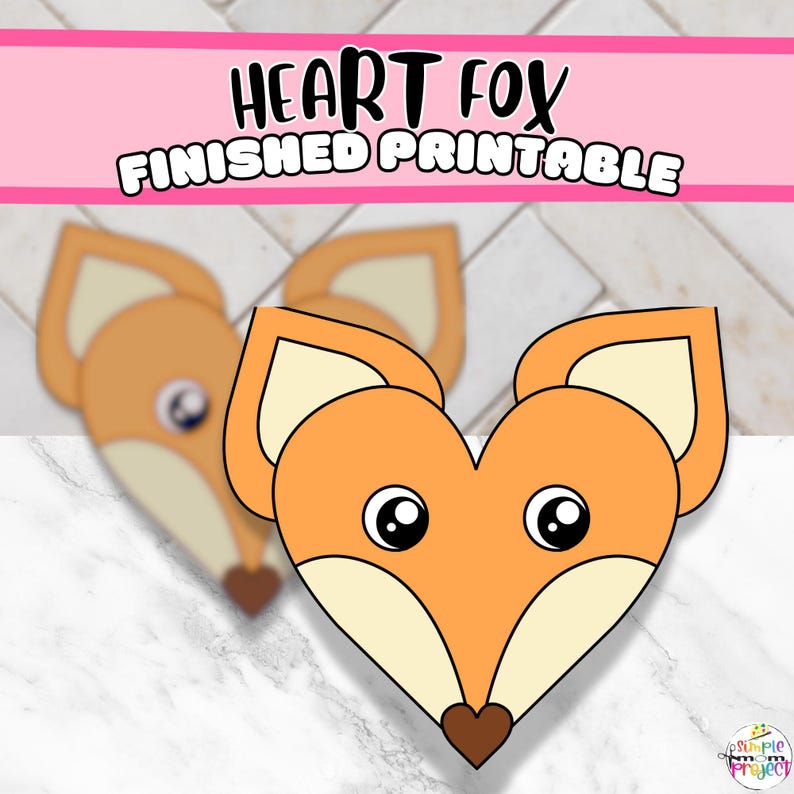 Heart Fox Craft: Printable Activity Template for Kids (PDF) - Etsy