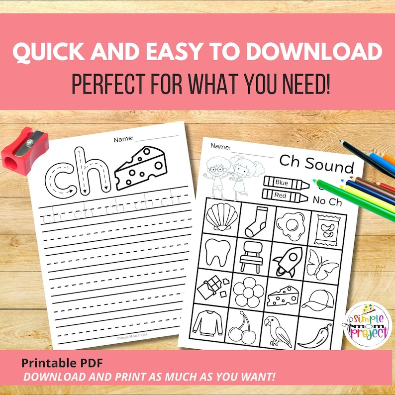 Digraph 'ch' Worksheets: Phonics Activity Sheets (PDF) - Etsy