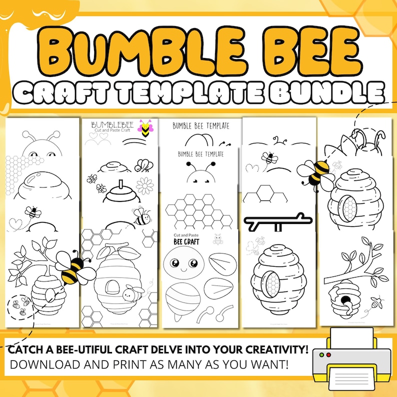 20 Bumblebee Craft Bundle | Bee Crafting Set | Bumblebee Printable ...