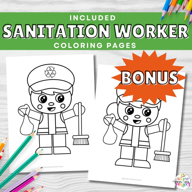Sanitation Worker Printable Paper Craft for Kids | Pre-colored | Black ...