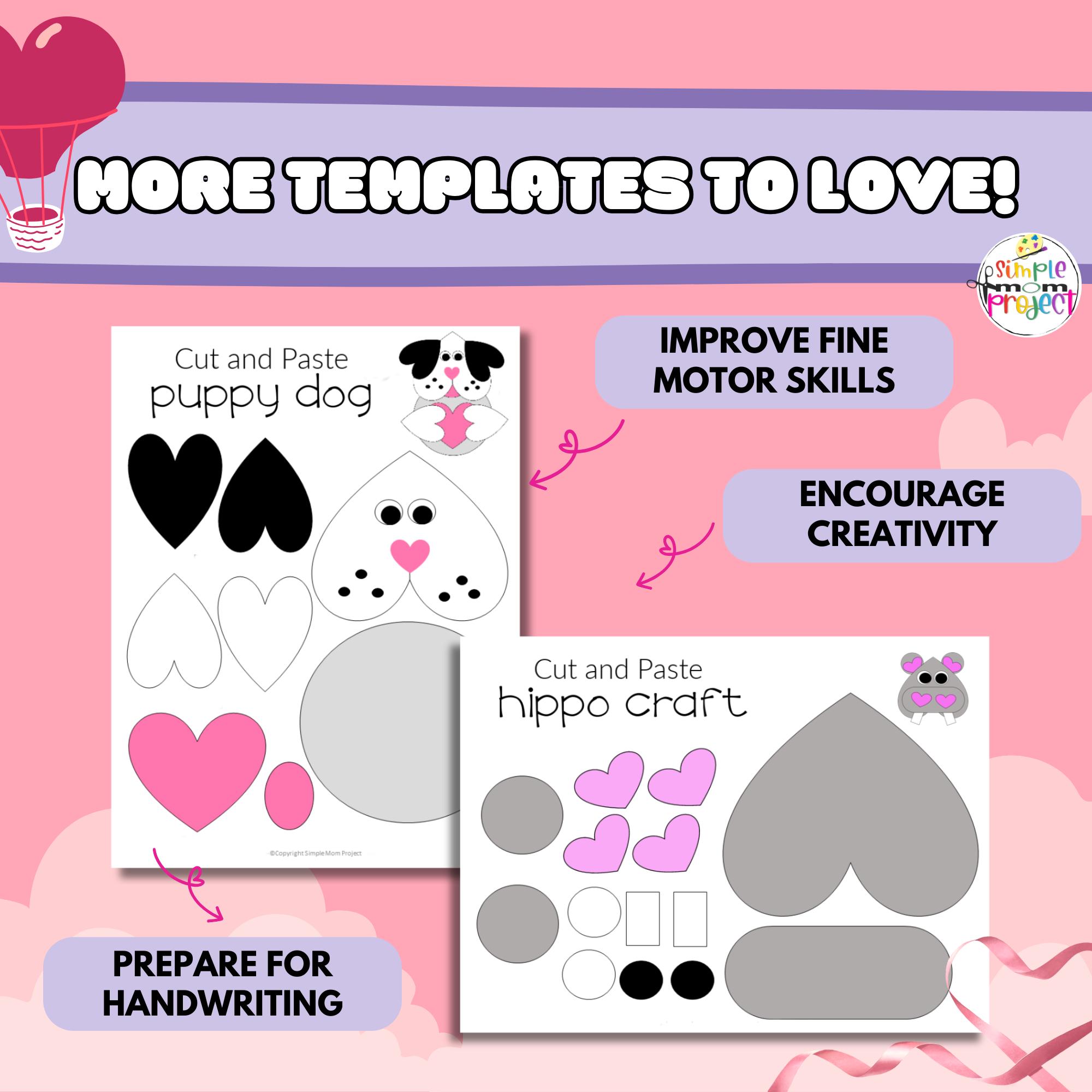 Heart Animal Crafts: Printable Template Activities for Kids (PDF) - Etsy