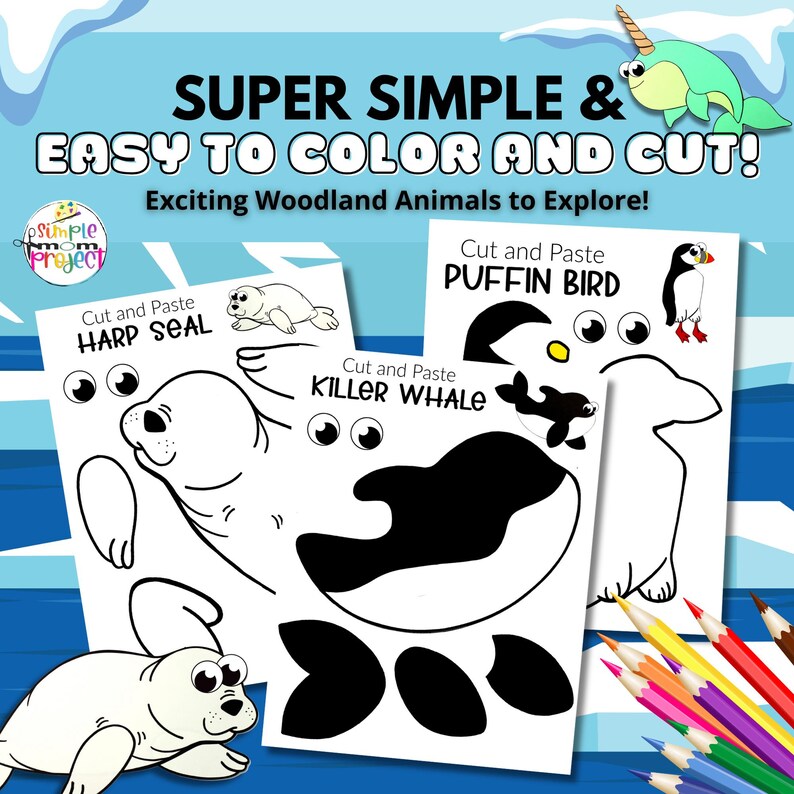 Arctic Animal Cut and Paste Crafts: Full Colored Printable Bundle (PDF ...